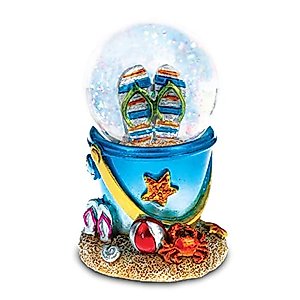 CoTa Global Cool Summer Sandals Beach Bucket Snow Globe - Water Globe Figurine with Sparkling Glitter, Collectible Novelty Ornament for Home Decor, for Birthdays and Valentine's - 45mm
