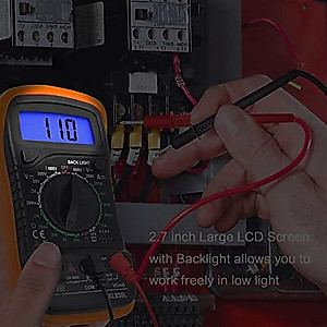 Digital Multimeter Voltmeter Battery Circuit Multi Tester OHM Volt Amp AC DC Voltage Current Continuity Resistance Diodes Electrical Test Meter with Test Leads LCD Display
