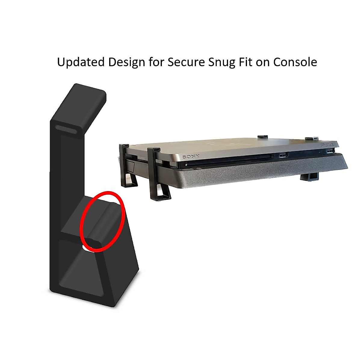 Kimalab Horizontal Vertical Stand for PS4 Original Playstation 4 Stand Cooling Station Feet for PS4 Console Slim - Updated Design for Secure Fit (PS4 Slim - Black)