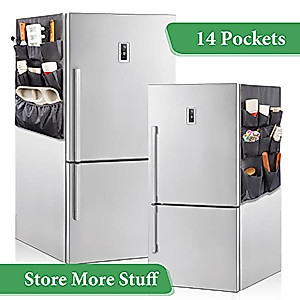 Extended Mini Fridge Caddy Organizer, Mini Refrigerator Caddy Organizer Storage Bag, Dorm and Office Over the Fridge Caddy Organizer for Flatware, Utensils, Kitchen Tools and Paper Goods