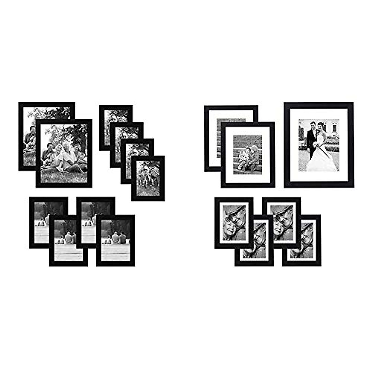 Americanflat 10-Piece Black Picture Frame Set | Includes Sizes 8x10, 5x7, and 4x6. & 7 Pack Gallery Wall Set | Displays One 11x14, Two 8x10, and Four 5x7 inch photos