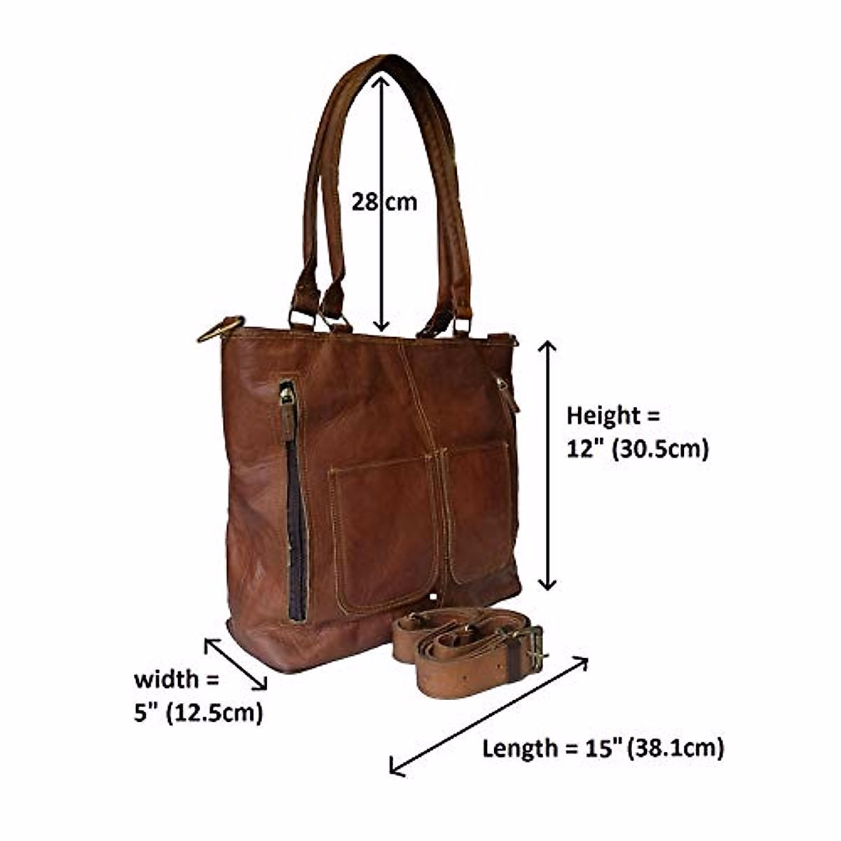 Madosh Womens Brown Crossbody Genuine Leather Shoulder Tote Office Handbag Casual Purse Satchel Bag