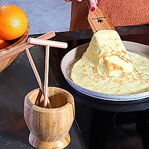 Crepe Spreader and Spatula Set - 4 Piece (3.5, 5, 7 Spreaders Kit 12 Inch Crepe Spatula Turner) Convenient Sizes to Fit Any Crepe Pan Maker - 100% Natural & Premium Quality Wooden Spreader Tools