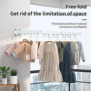 HotMax Clothes Drying Rack Wall Mounted, Retractable Collapsible Drying Racks for Laundry, Space Saving Dryer Rack, Balcony, Apartment Space Saver Organization(Tri-fold, White)