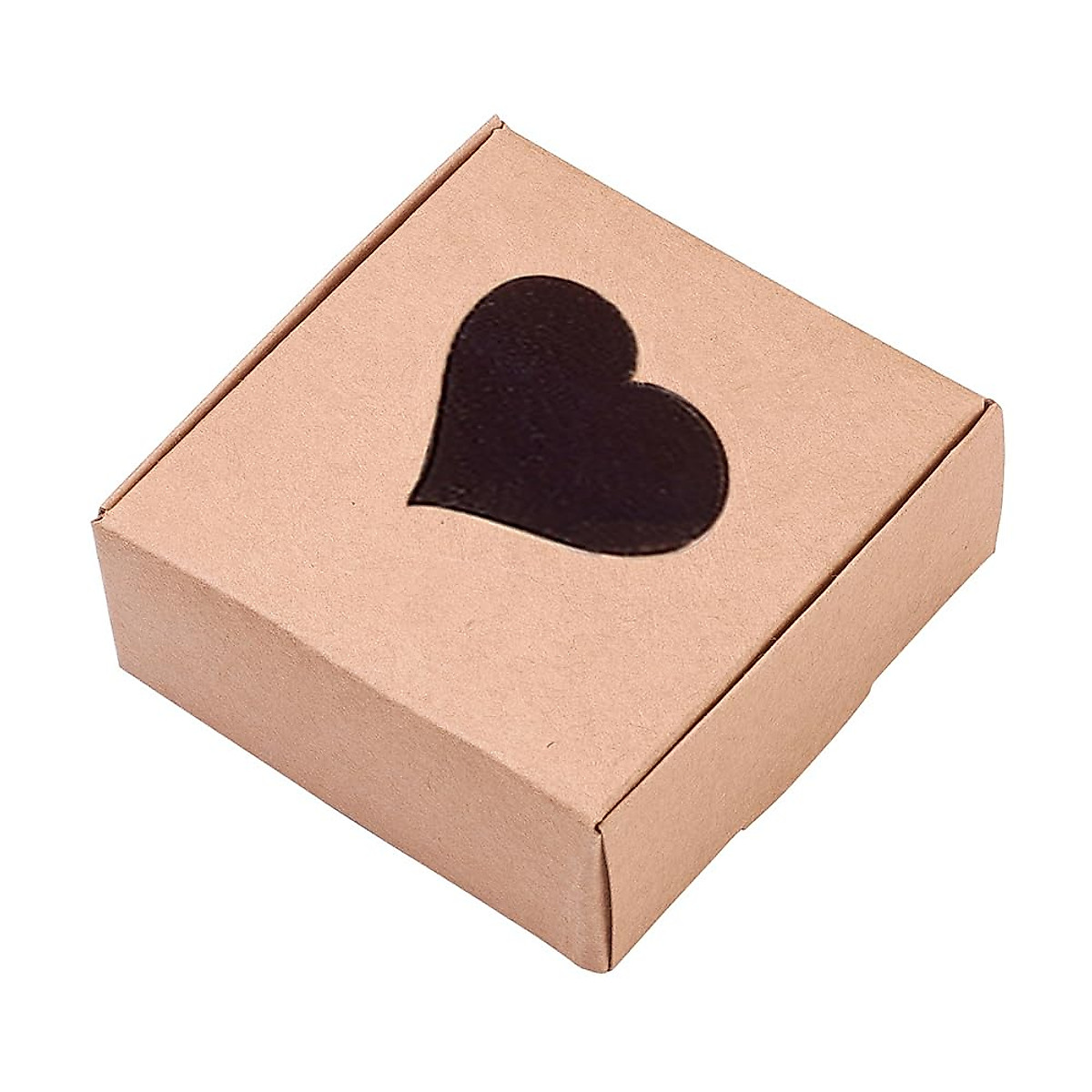 Airssory 90pcs 3x3 Inch(7.5x7.5cm) Paper Candy Boxes with Heart Window Bakery Box Gift Box Square for Singlepack Dessert Small Giftbox Packing