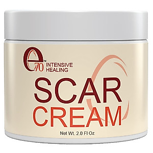 e70 Intensive Healing Scar Cream - Fast Repair Surgical Scars, C-Section, Stretch Marks, Keloids, Burns, Old & New Scars. Vitamins Full - All Skin Types - Reduce Acne Spots Appearance - 2.0 Fl Oz