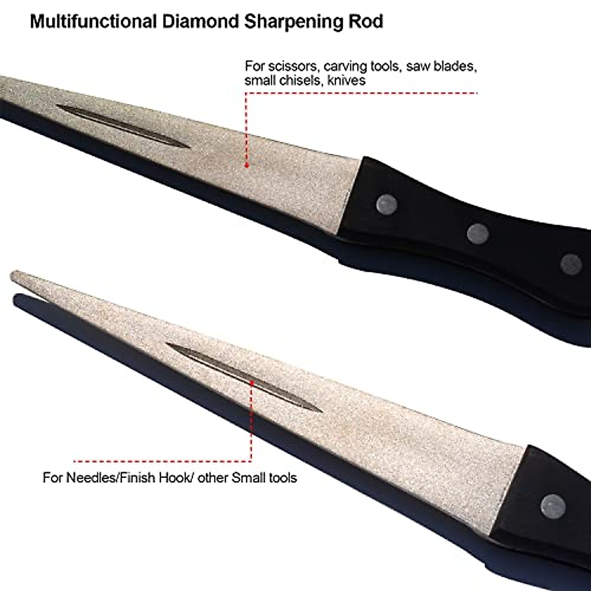 10.6 Inch Diamond Sharpening Rod Sharpening Stone, Diamond Fine Tapered File with wooden handle