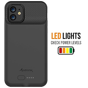 Alpatronix Battery Case for iPhone 13 Mini (5.4 inch), Strong Slim Portable Protective Extended Charger Cover with Wireless Charging, CarPlay and Certified Connector Chip (BX13mini) - Black