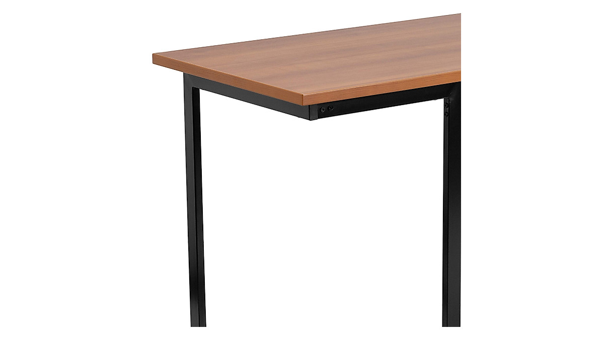 Stylish Cherry Computer Desk with Black Metal Frame | Modern Home Office