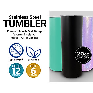 South Dakota State Jackrabbits 20 oz Custom Insulated Stainless Steel Skinny Tumbler Black Officially Licensed Collegiate Product