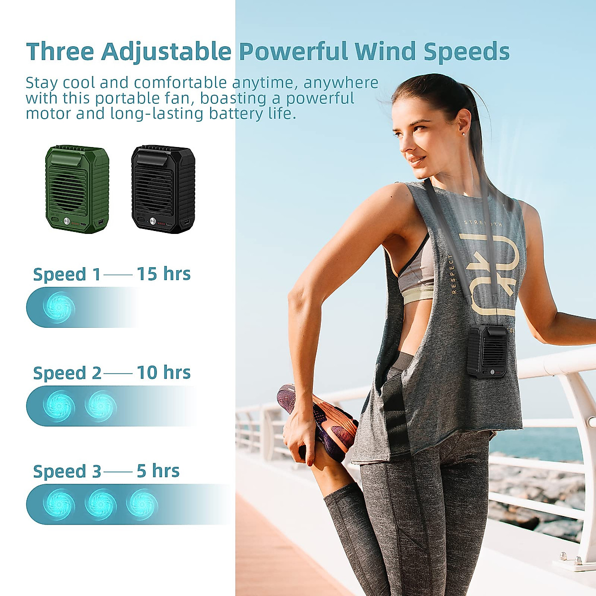 CIVPOWER Portable Waist Clip Fan, 10000mAh Battery Personal Hands-free Belt Fan, 3 Speeds, Body Fan for Outdoor Works, Farm, Hiking, Camping, Gardening, Travel