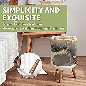 Small Trash Can with Lid Abstract smokey grey with beautiful pleats and stains made with Garbage Bin Round Waste Bin Press Cover Dog Proof Wastebasket for Kitchen Bathroom Living Room 1.8 Gallon