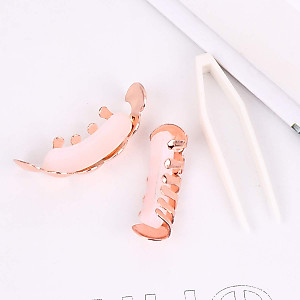 PRETYZOOM Rose Gold Plated Hip Hop Tooth Grillz Cap Top and Bottom Grill Set Vampire Fangs Teeth Grillz