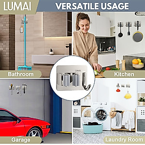 LUMAI 3M Broom Holder Wall Mount Self Adhesive 3-pack Wall Broom Holder Wall Mount Heavy Duty, Broom Hanger Wall Mount, Broom Mop Holder Wall Mounted, Broom Organizer Wall Mount, Mop Holder Wall Mount