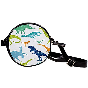 T-Rex Dinosaur. Canvas Round Crossbody Bag Women Shoulder Bag Circle Purse Handbags for girls