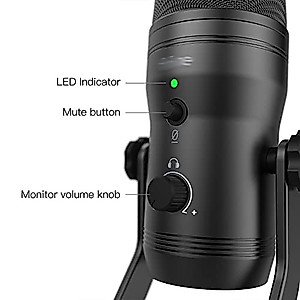 n/a USB Recording Microphone Computer Podcast Mic for Four Pickup Patterns for Vocals, Gaming, Zoom-Class