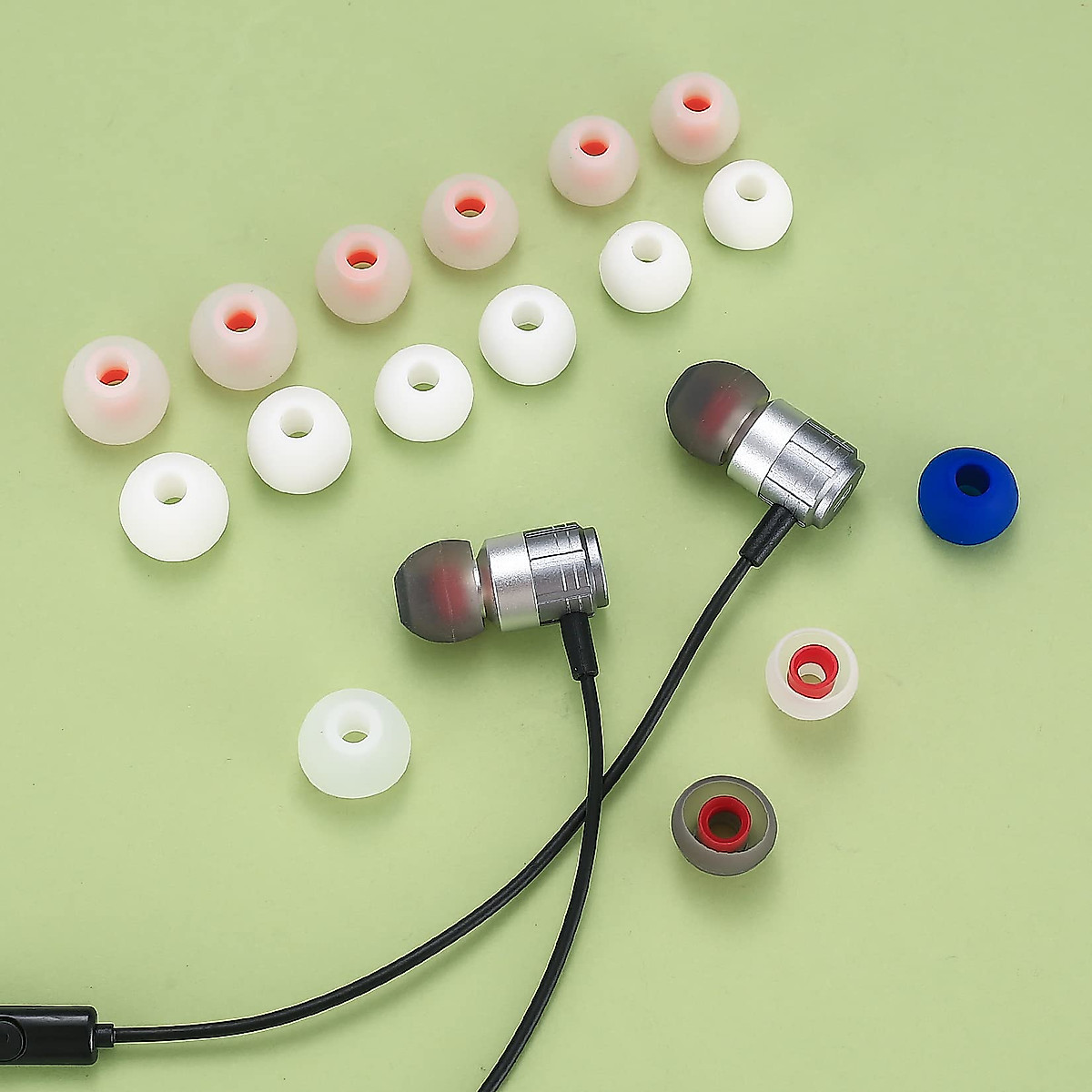 48 Pcs Earbuds Replacement Tips Silicone, Earbud Tips Earpads Replacement, Silicone Replacement Earbuds Tips for Bluetooth Earphones, 3 Sizes S/M/L, 8 Colors