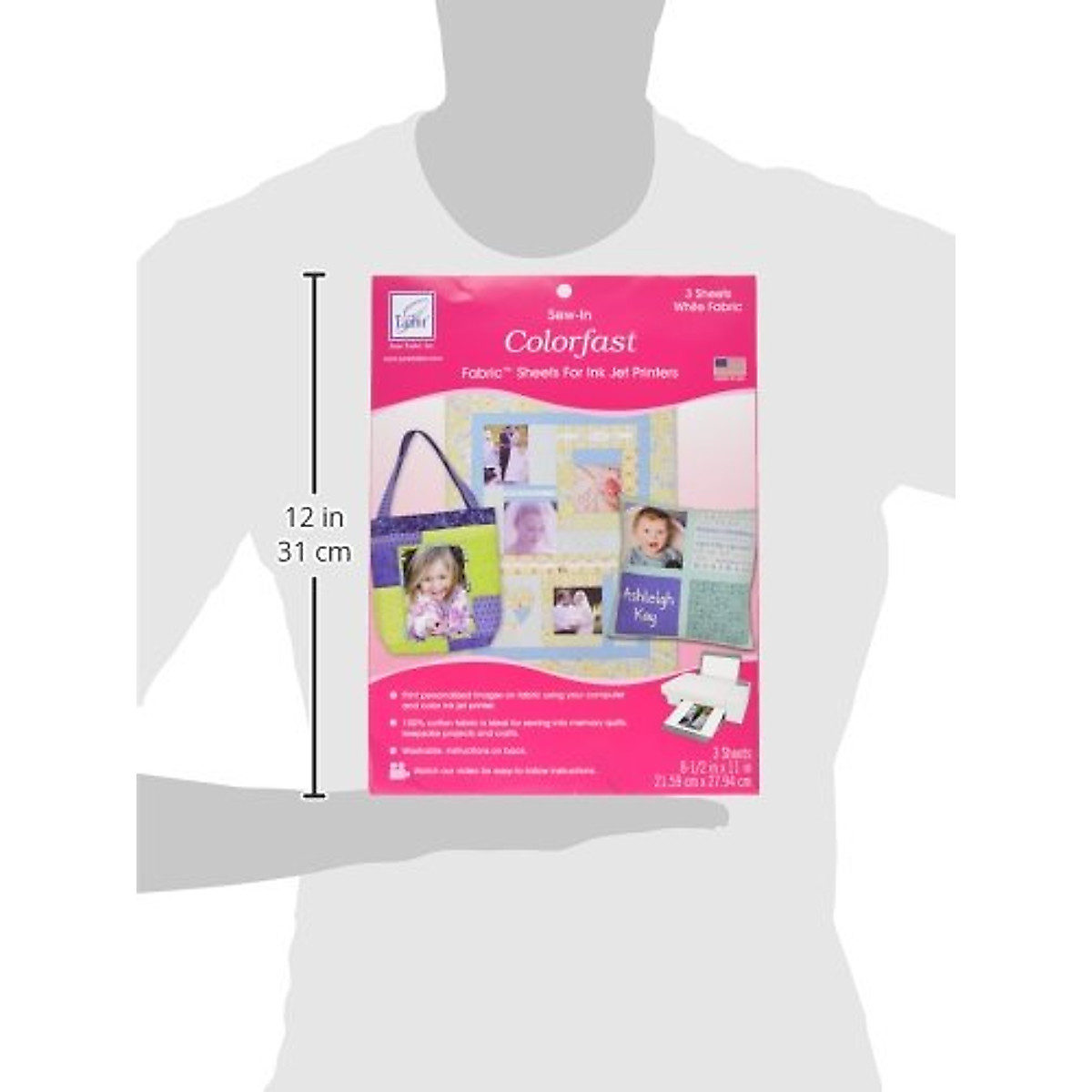 June Tailor Sew-in Colorfast Fabric Sheets for Inkjet Printers,White