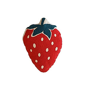 KALKEE Cute Throw Pillow Canvas Fruit Vegetable Shaped Couch Pillow Decorative Throw Pillows for Couch Bed Living Room Decor 17.71×11.81 inch Strawberry