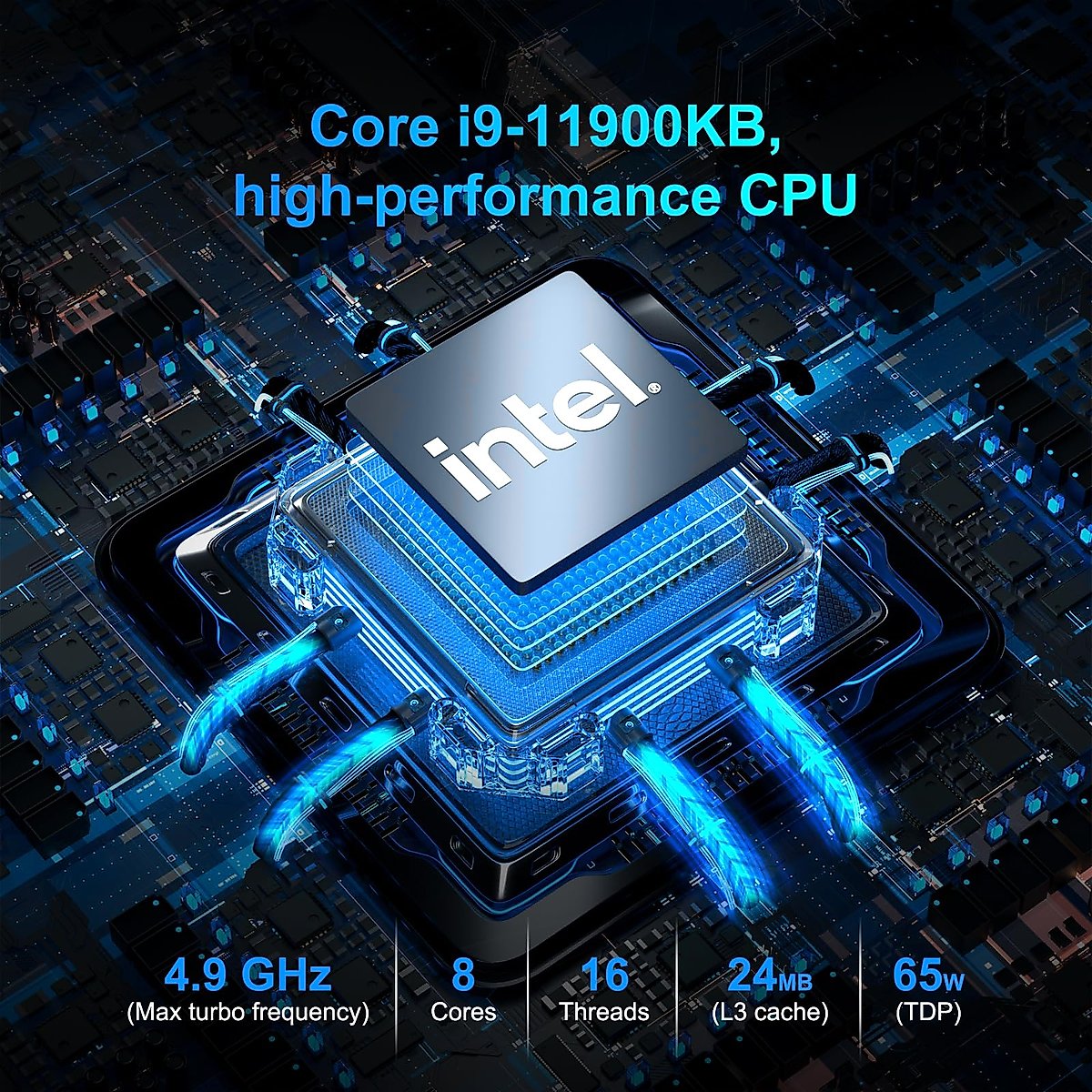 GEEKOM Mini Fun11, 11th Gen Intel Core i9-11900KB Processor, 32GB DDR4, 1TB PCIe4.0 SSD, Windows 11 Pro, Triple Displays, Changeable Graphics Cards