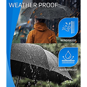 Rain-Mate Compact Travel Stick Umbrella - Pocket Portable Folding Windproof Mini Umbrella - Auto Open and Close Button and 8 Rib Reinforced Canopy