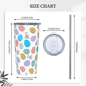 CHASOEA Easter Tumbler 20oz Bunny Rabbits Stainless Steel Insulated Tumblers with Lid and Straw Easter egg Travel Coffee Mug Tea Wine Cups Water Bottle Holiday Gifts for Women