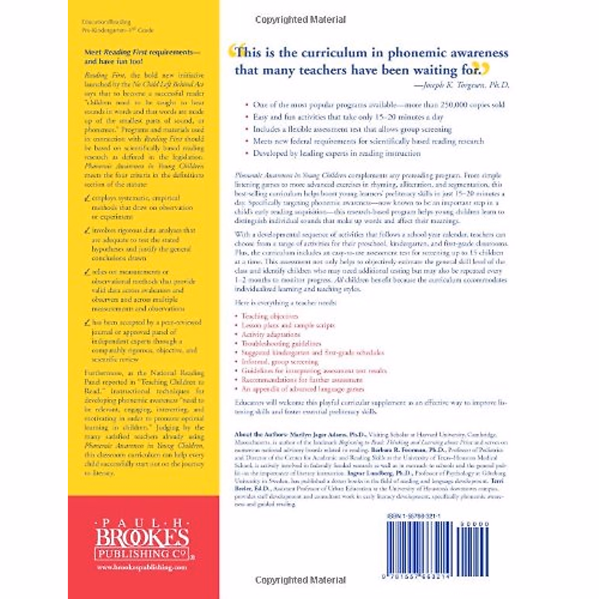 Phonemic Awareness in Young Children: A Classroom Curriculum