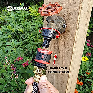 Eden 95210 Premium Garden Hose Fitting Quick Connect with Water Stop & Lock Feature, 5 pc Set