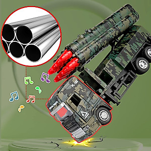 Youlechen Army Toys for Boys, Military Toys with 8 Missiles, Army Truck Toy with Light & Sounds, Die-cast Army Vehicle, Military Vehicles Gift for 3 4 5 6 Year Old Boys