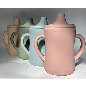 U-Neek baby Silicone Sippy Cup for Baby 6 Months+ | Two Non Slip Handle Learner Cup for Toddlers | Transitional Training Cup for Baby Led Weaning and Independent Drinking 6.7oz | Baby Gift (Sage)