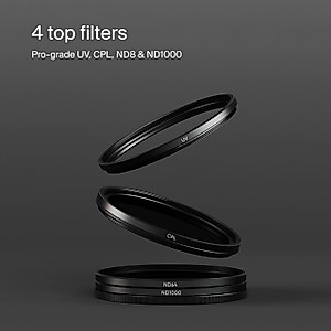 Urth 40.5mm 4-in-1 Lens Filter Kit (Plus+) - UV, CPL, Neutral Density ND8, ND1000, Multi-Coated Optical Glass, Ultra-Slim Camera Lens Filters