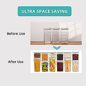 Food Storage Containers, Pop Airtight Food Storage Containers with Lids for Kitchen Pantry Organizing Stackable Container For Cereal Snack Flour Sugar Coffee Spaghetti - 8 Pcs Set [(1.2, 2.0, 2.7, 3.3qt)*2]