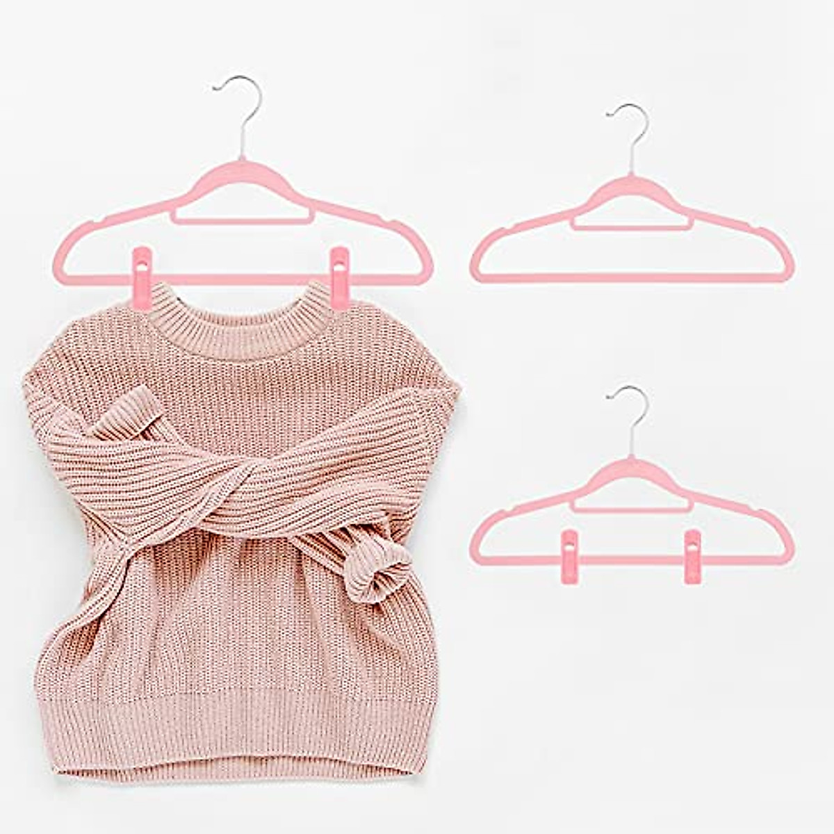 Trgowaul Blush Pink Velvet Hangers Clips, Pants Hangers Velvet Clips, Strong Finger Clips Perfect for Thin Velvet Hangers (20 Pcs, Blush)