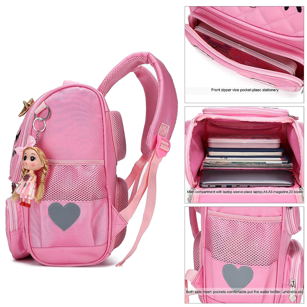 Backpack for Kids Girls School Backpack with Lunch Box Preschool Kindergarten BookBag Set