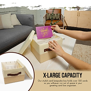 Kalolo Malosi Greeting Card Organizer Box with Dividers| Card Keeper 150+ Cards w/15 Dividers| Stylish Greeting Card Box Organizer| Birthday Card Organizer & More