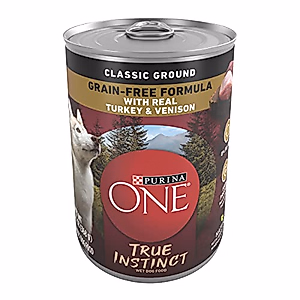 Purina ONE Wet Dog Food True Instinct Classic Ground Grain-Free Formula With Real Turkey And Venison High Protein Wet Dog Food - (Pack of 12) 13 oz. Cans