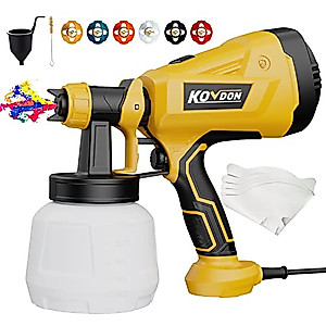 KOVDON Paint Sprayer, 700W HVLP Spray Gun, 6 Copper Nozzles & 3 Spray Patterns, Easy to Clean, Ideal Spray Gun for Furniture, Cabinets, Fences, Decks, Walls, DIY Projects, etc. KD27