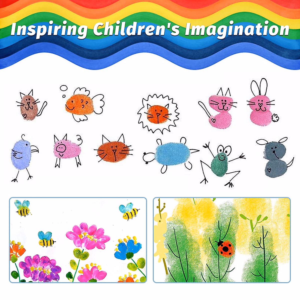 GooMart Washable Large Ink Pads for Rubber Stamps Kids (8 colors)