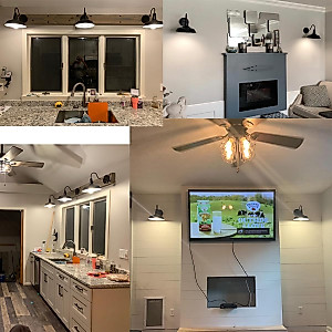 BRIGHTESS Bathroom Light Fixtures,Black Vanity Light, Decor Gooseneck Barn Light,E26 Farmhouse Wall Lamps Sconces Kitchen Bedroom Hardwired (2 Packs)