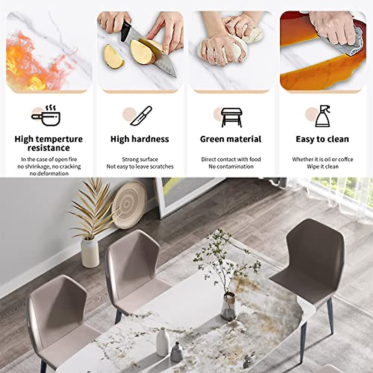 LKTART 63" Modern Artificial Marble Dinning Table Overlapping Leg Sintered Stone Dinning Table Top Suitable for 6-8 People Dinning Room Kitchen (no Chair)