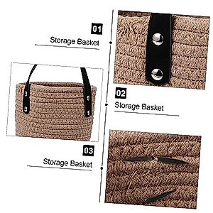 Cabilock 2 pcs Cotton Rope Woven Basket laundry woven bucket bathroom wall organizer round basket Rope planter basket empty gift basket toy basket with handles fabric bin hanging toy box