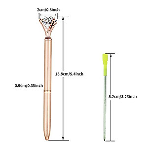 SINKSONS 4 Pcs Rose Gold Pen with Big Diamond/Crystal,Metal Ballpoint Pen,Rose Gold White and Silver,School and Office Supplies,Black Ink