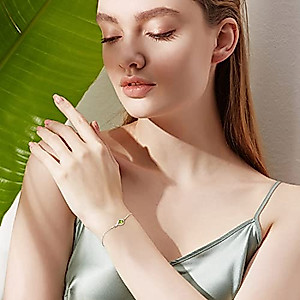 FANCIME Peridot Bracelet for Women August Birthstone Sterling Silver Infinity Link Bracelet Green Gemstone Fine Jewelry Birthday Anniversary Graduation Gifts for Her Women Girls, 6.7+1.2"