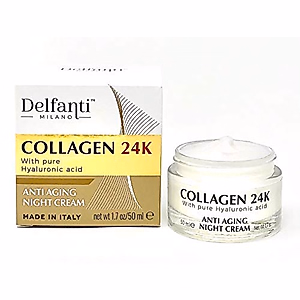 Delfanti-Milano • COLLAGEN 24K • Anti-Aging Night Cream • Face and Neck Moisturizer with pure Hyaluronic Acid • Made in Italy