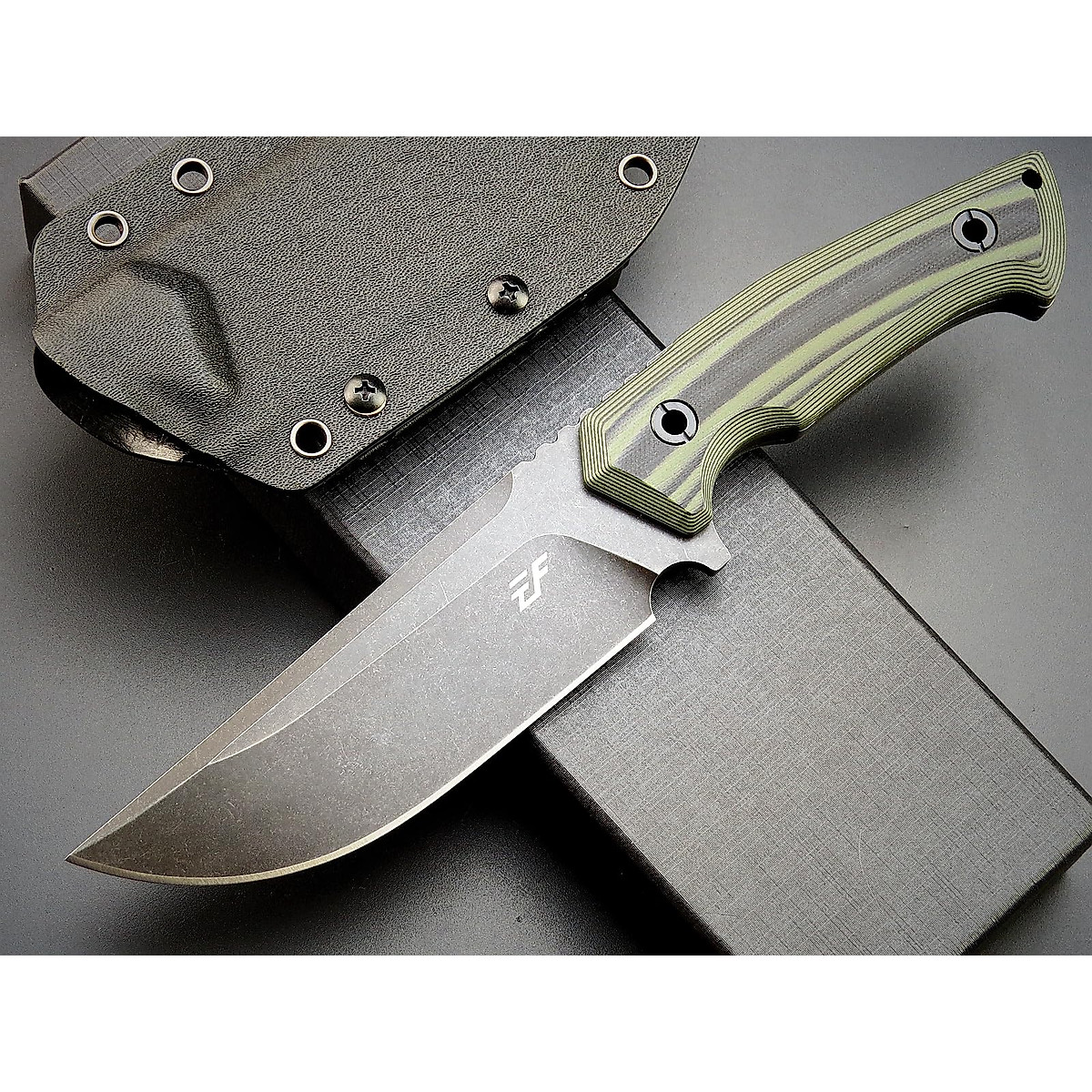 Eafengrow EF134 Fixed Blade Knife DC53 Steel Blade Two Tone G10 Handle Full Tang Heavy Duty EDC Straight Knifes for Working Camping Hunting Bushcraft(Black)