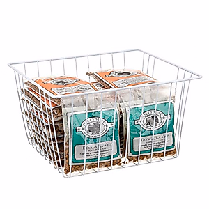 WenZBros Freezer Wire Basket Organizer, Refrigerator Metal Storage Divider, Household Container Bins with Handles for Kitchen, Pantry, Cabinet, Office, Closets