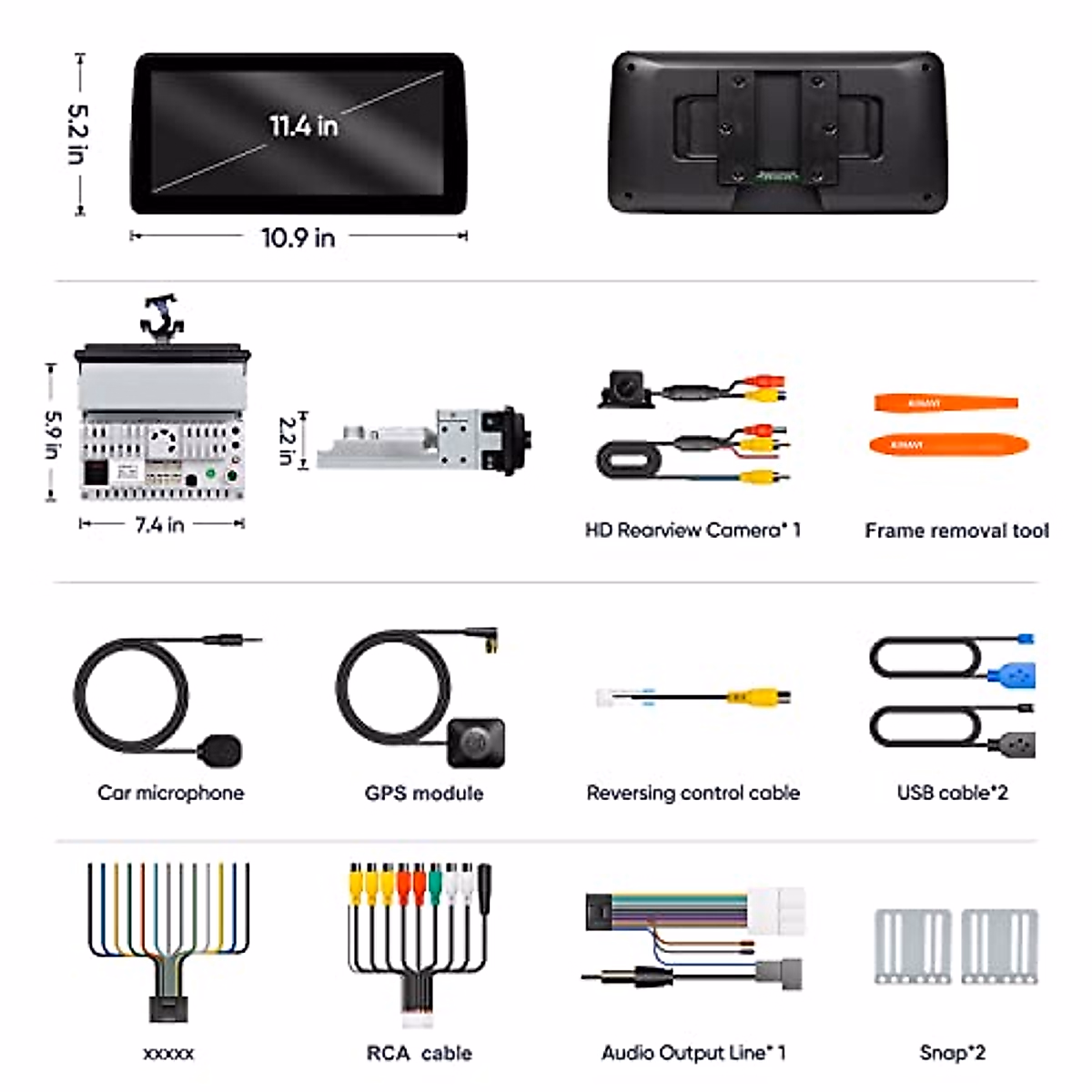 5G WiFi 11.4″(2G/3GRam 32G ROM) Single Din 8Core Adjustable Touchscreen Car Radio with Carplay&Android Auto/FM/48-EQ Car Radio/Bluetooth/1080P Backup Camera (8Core(3Ram 32Rom) WiFi)