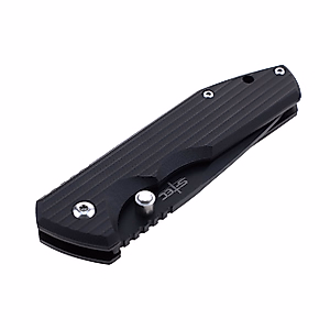S-TEC G10 Handle Pocket Folding Knife with G10 Handle and Pocket Clip, 3.0 inch 440 Stainless Steel Blade, Thumb Stud, Smooth Nylon Pivot, 7.4 inch overall length, TS019 (Black)