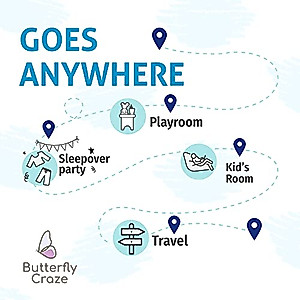 Butterfly Craze Floor Pillow Case, Mattress Bed Lounger Cover, Galaxy Blue, Queen, Cozy Seating Solution for Kids & Adults, Recliner Cushion, for Reading, TV Time, Sleepovers, & Toddler Nap Mat