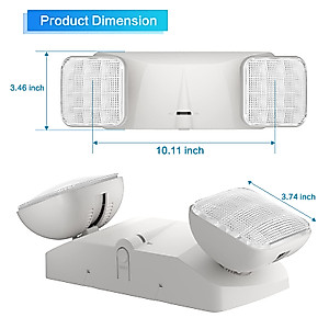 SPECTSUN 2 Packs Led Emergency Light White, Adjustable Square Head Emergency Led Light with Battery, White Emergency Light/Emergency Light Fixture/Emergency Exit Sign/Emergency Exit Light.